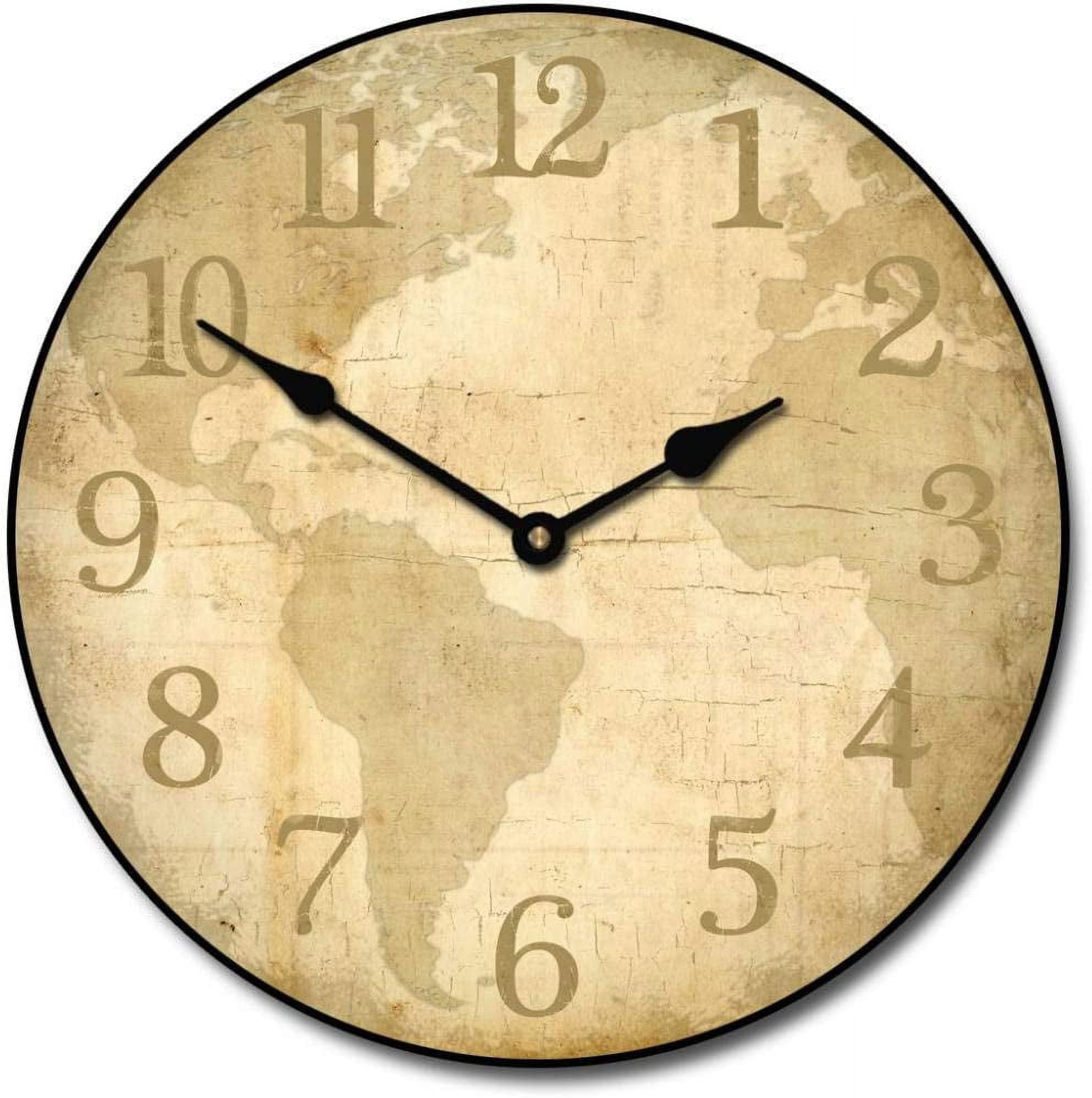 Norina World Map Wall Clock | Ultra Quiet Quartz Mechanism | Hand Made ...