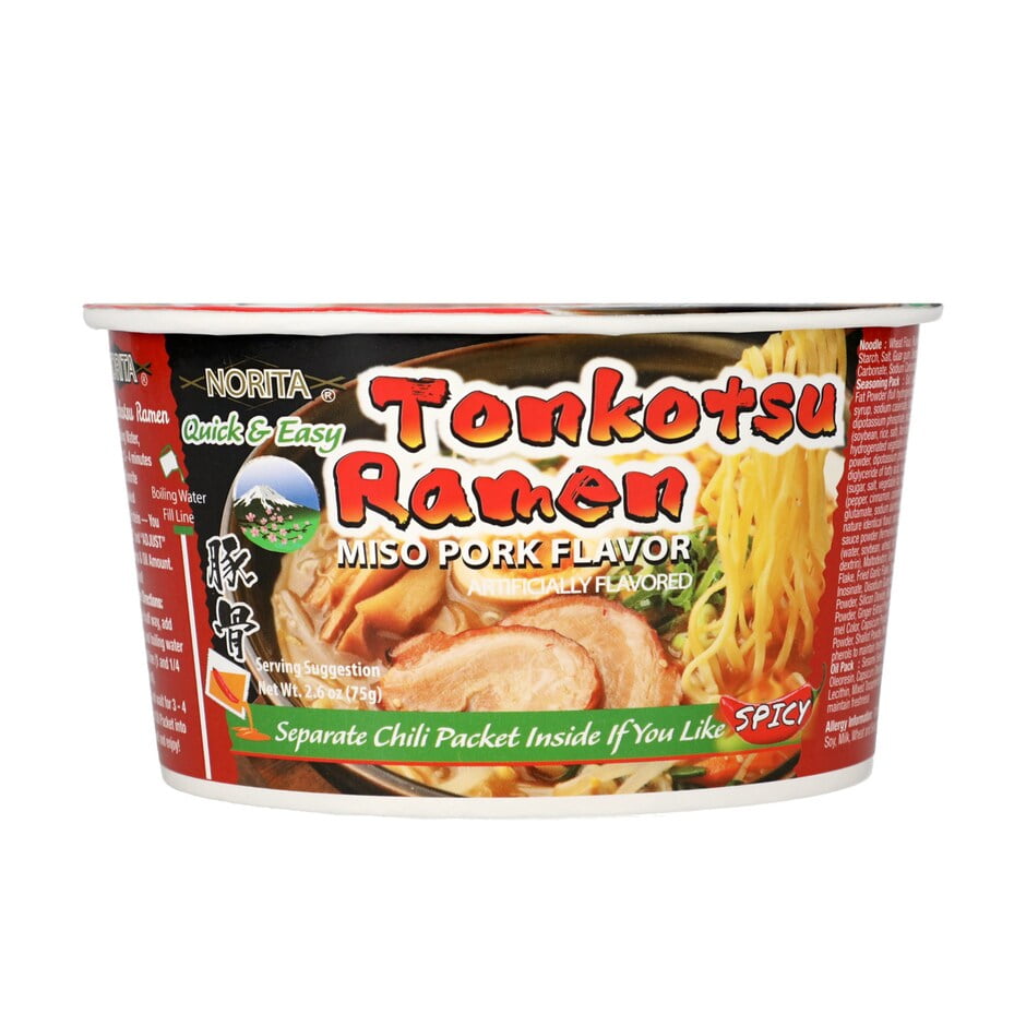 Norita Tonkotsu Miso Pork Ramen Bowl with Chili Package, 2.6 oz (2 ...