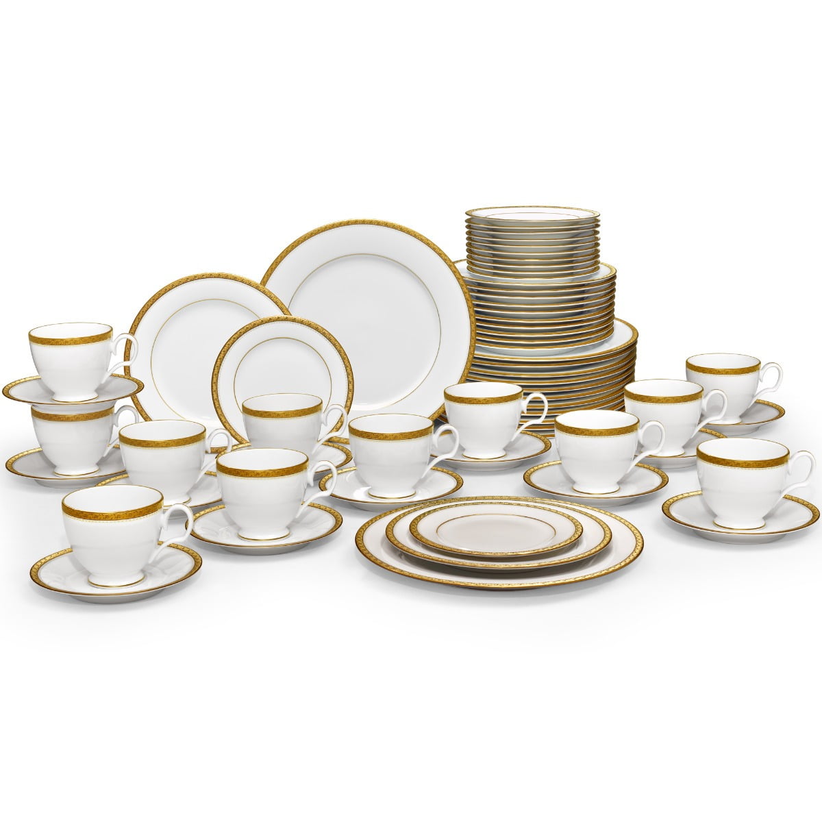 Noritake Charlotta Gold 60-Piece Value Dinnerware Set, Service for 12 ...
