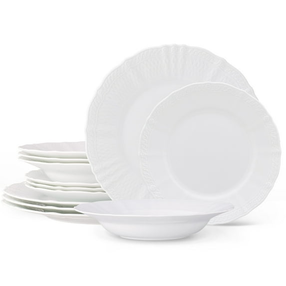 Noritake Cher Blanc 12-Piece Dinnerware Set, Fine Durable White ...