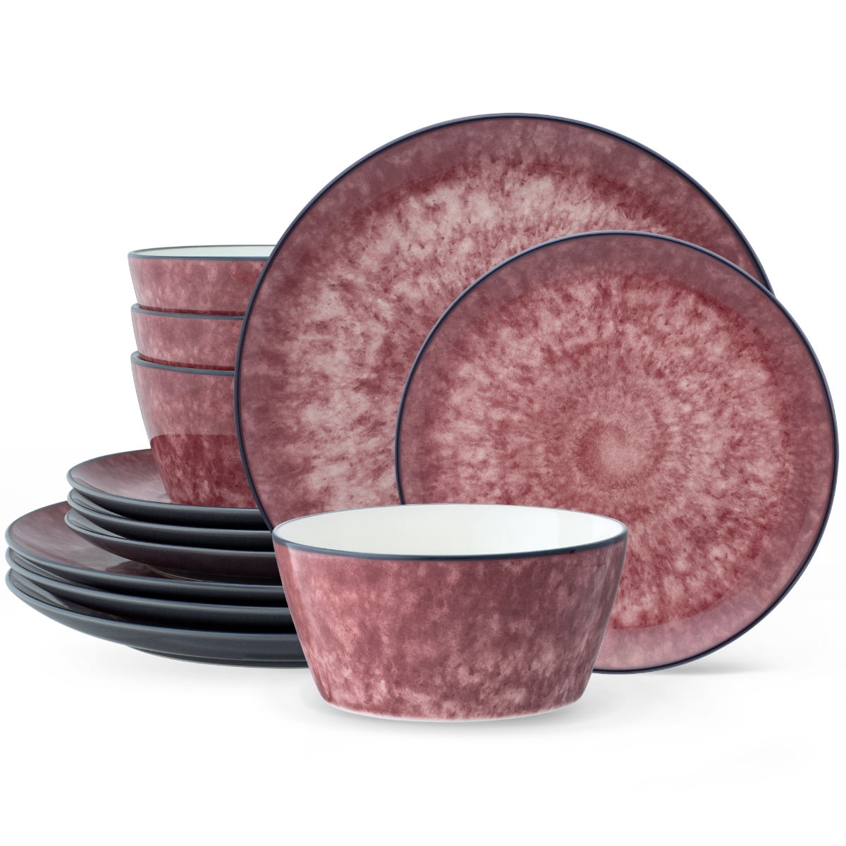 Noritake ColorKraft Essence Garnet 12-Piece Dinnerware Set, Service for ...