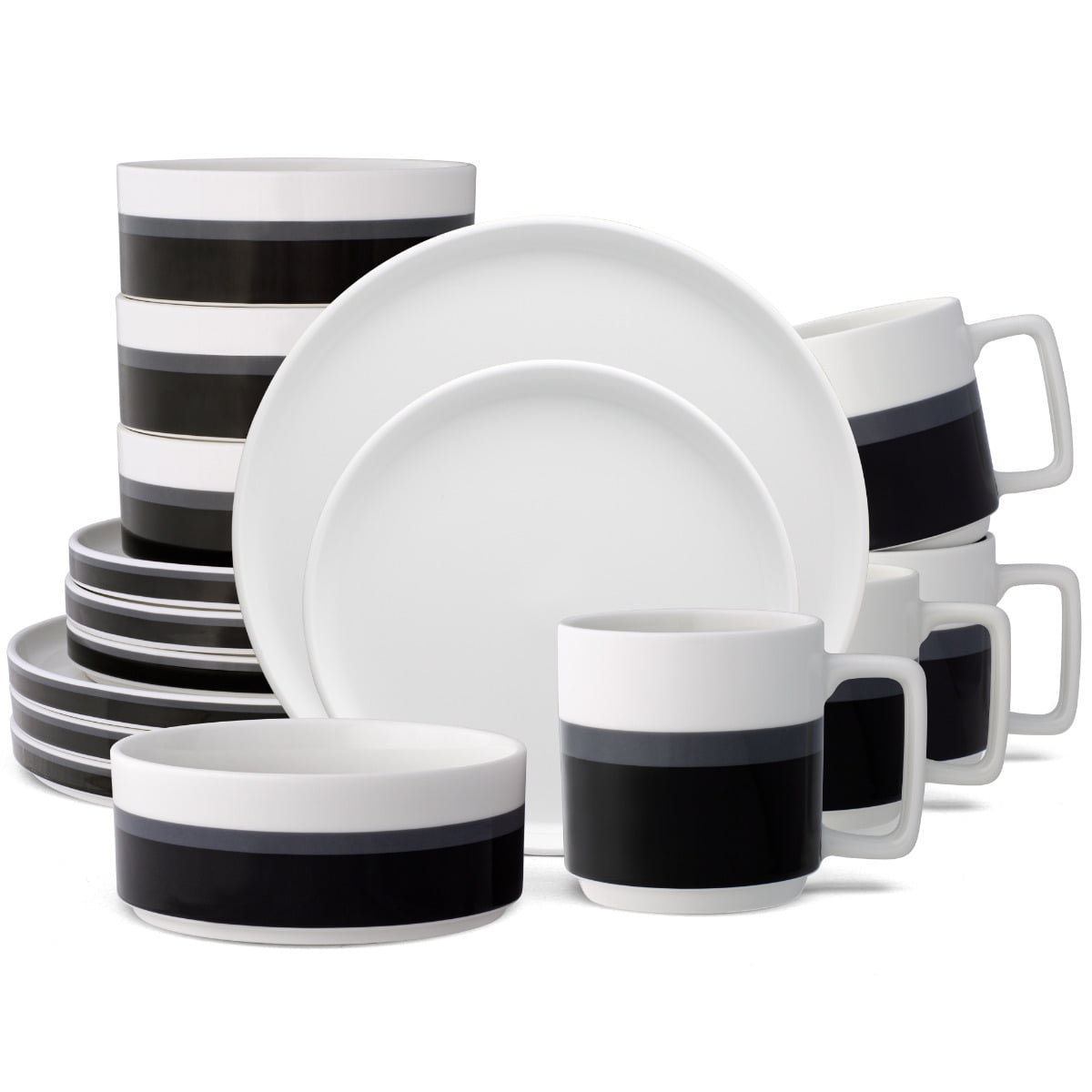 Noritake ColorStax Stripe Black 16-Piece Dinnerware Set, Service for 4 ...