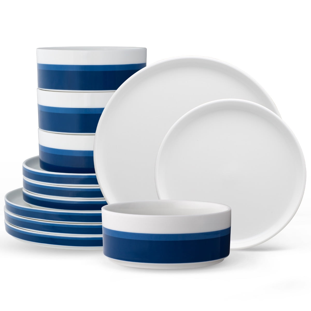 Noritake ColorStax Stripe Blue 12-Piece Dinnerware Set, Service for 4 ...
