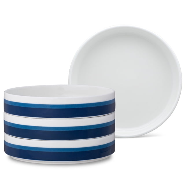 Noritake ColorStax Stripe Blue Set of 4 Stax Deep Plates - Walmart ...