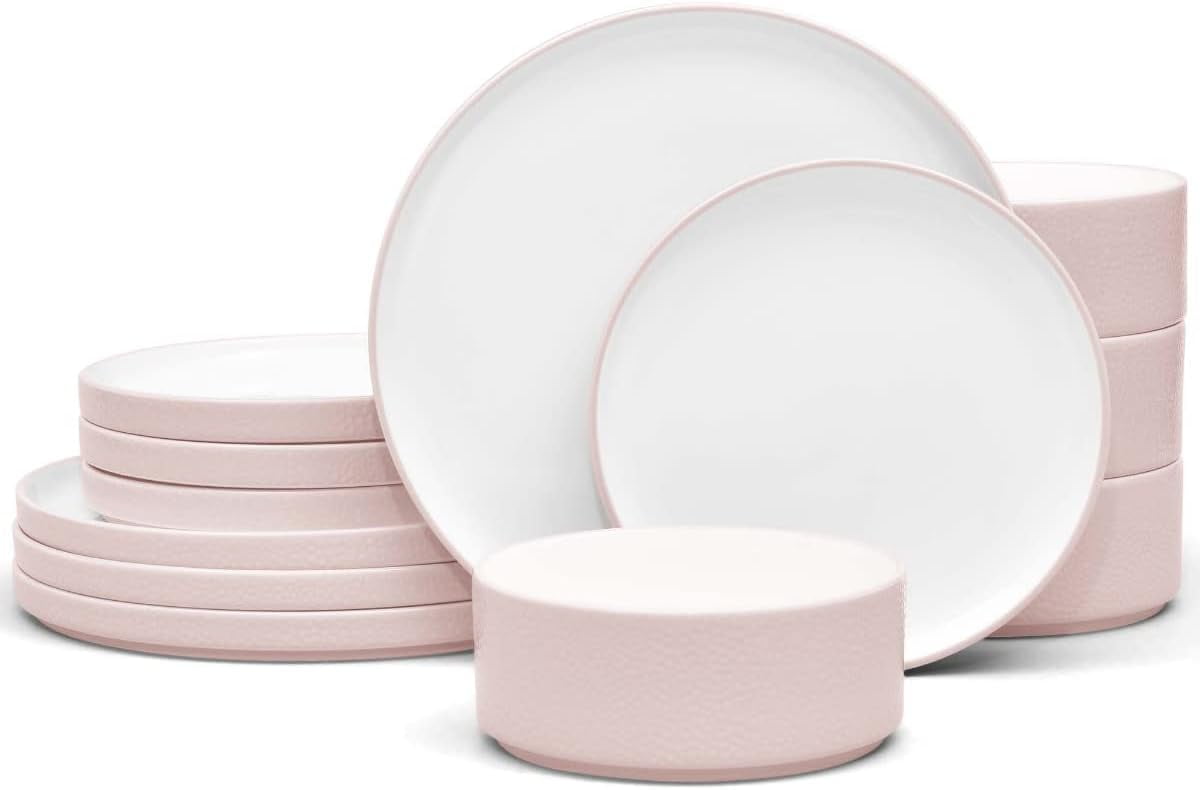 Noritake ColorTex Stone Blush 12-Piece Dinnerware Set, Service for 4 ...