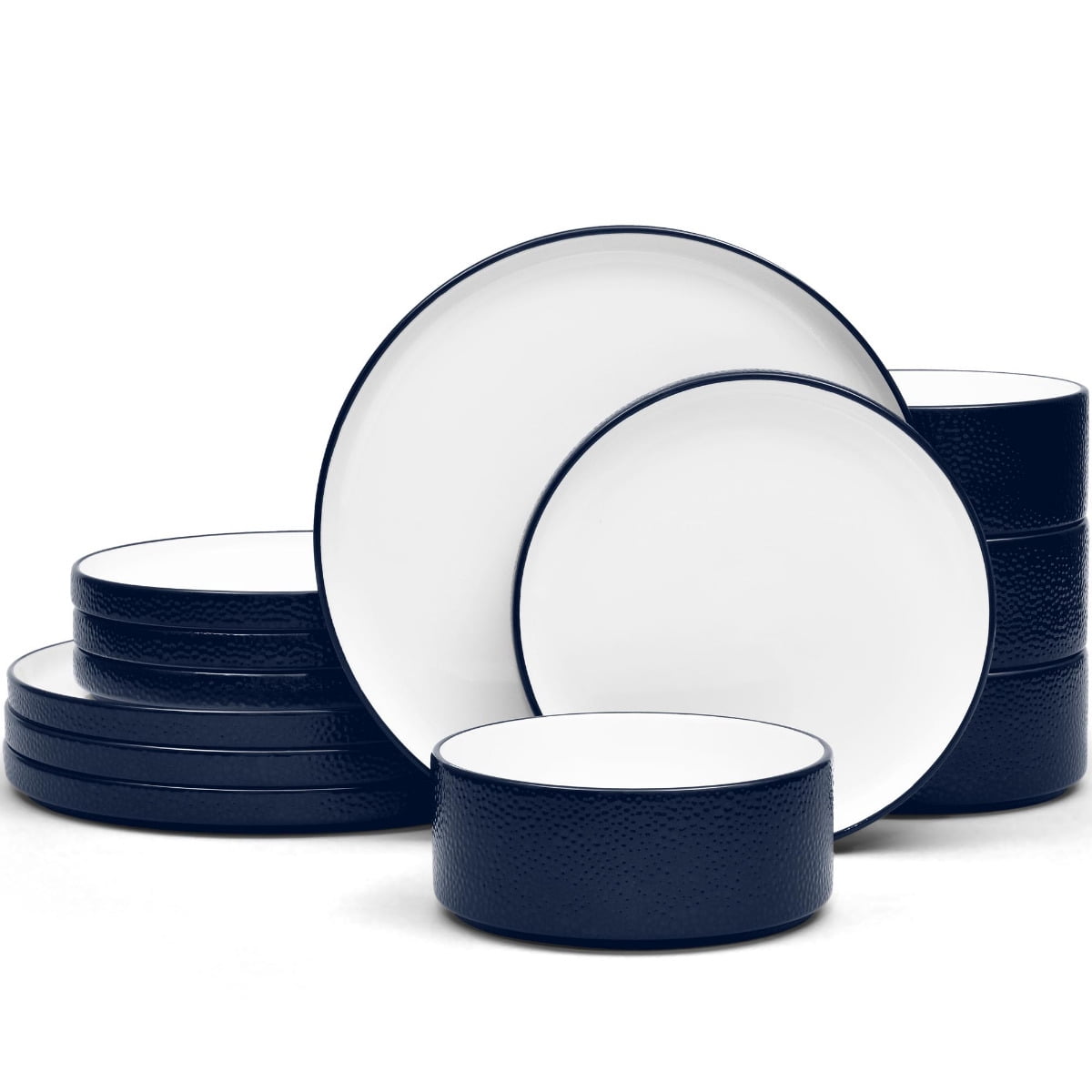 Noritake ColorTex Stone Navy 12-Piece Dinnerware Set, Service for 4 ...