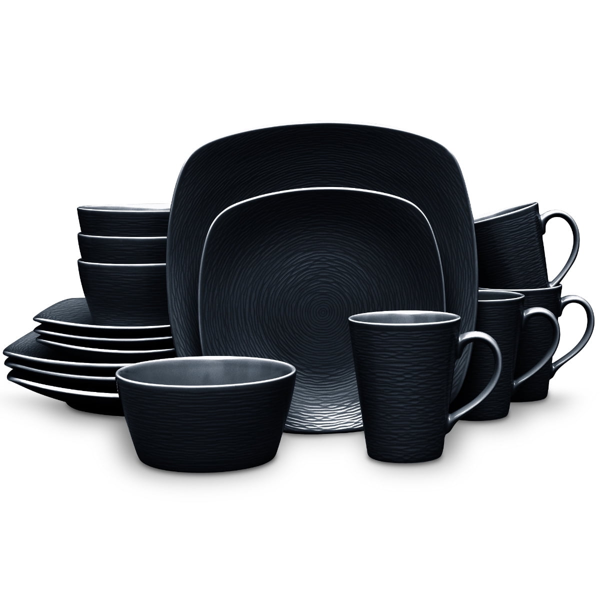 Noritake Colorscapes BoB Swirl (Black on Black) 16-Piece Square ...