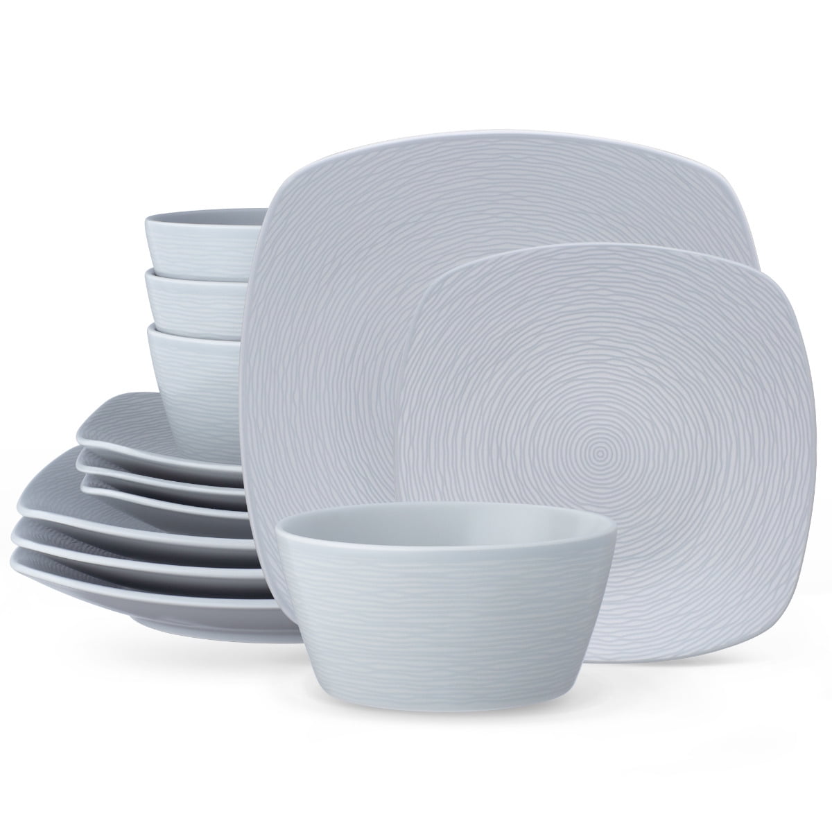 Noritake Colorscapes GoG Swirl (Grey on Grey) 12-Piece Square ...
