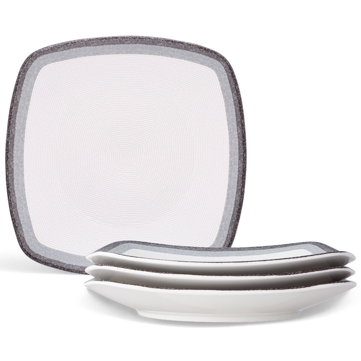 Noritake Colorscapes Layers Charcoal Set of 4 Square Dinner Plates ...