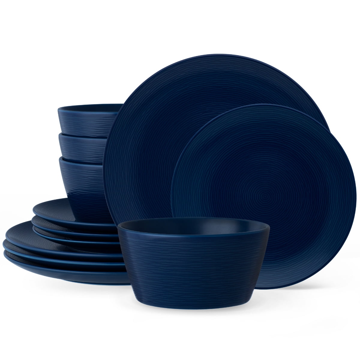 Noritake Colorscapes NoN Swirl (Navy on Navy) 12-Piece Coupe Dinnerware ...
