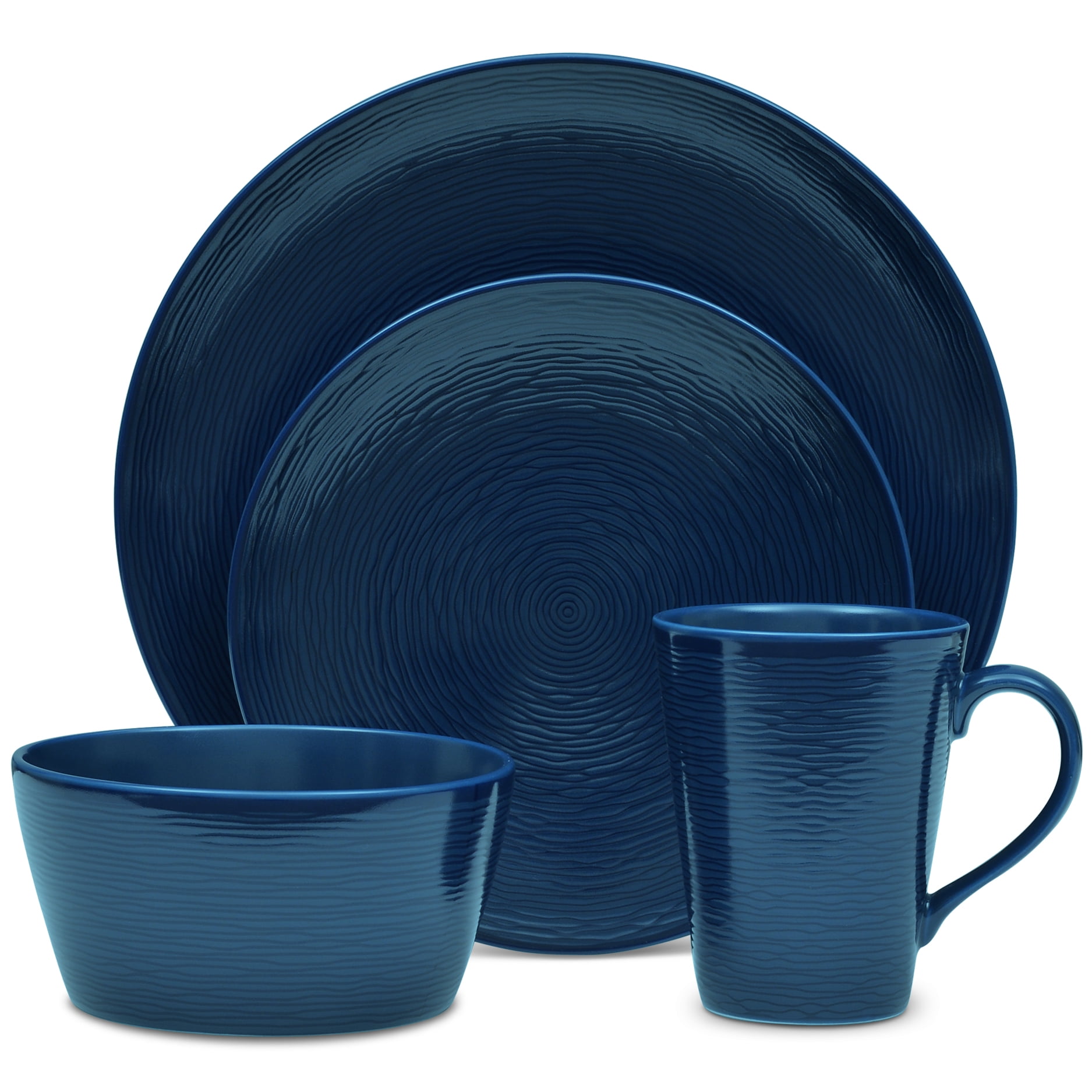 Noritake Colorscapes NoN Swirl (Navy on Navy) 4-Piece Round Place ...