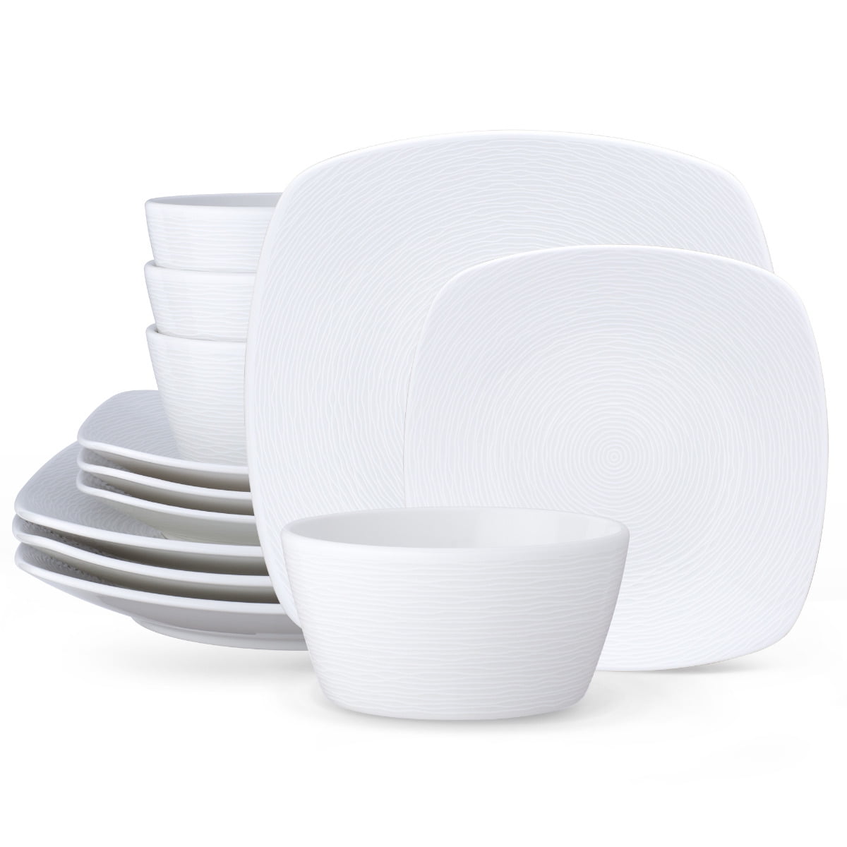 Noritake Colorscapes WoW Swirl (White on White) 12-Piece Square ...