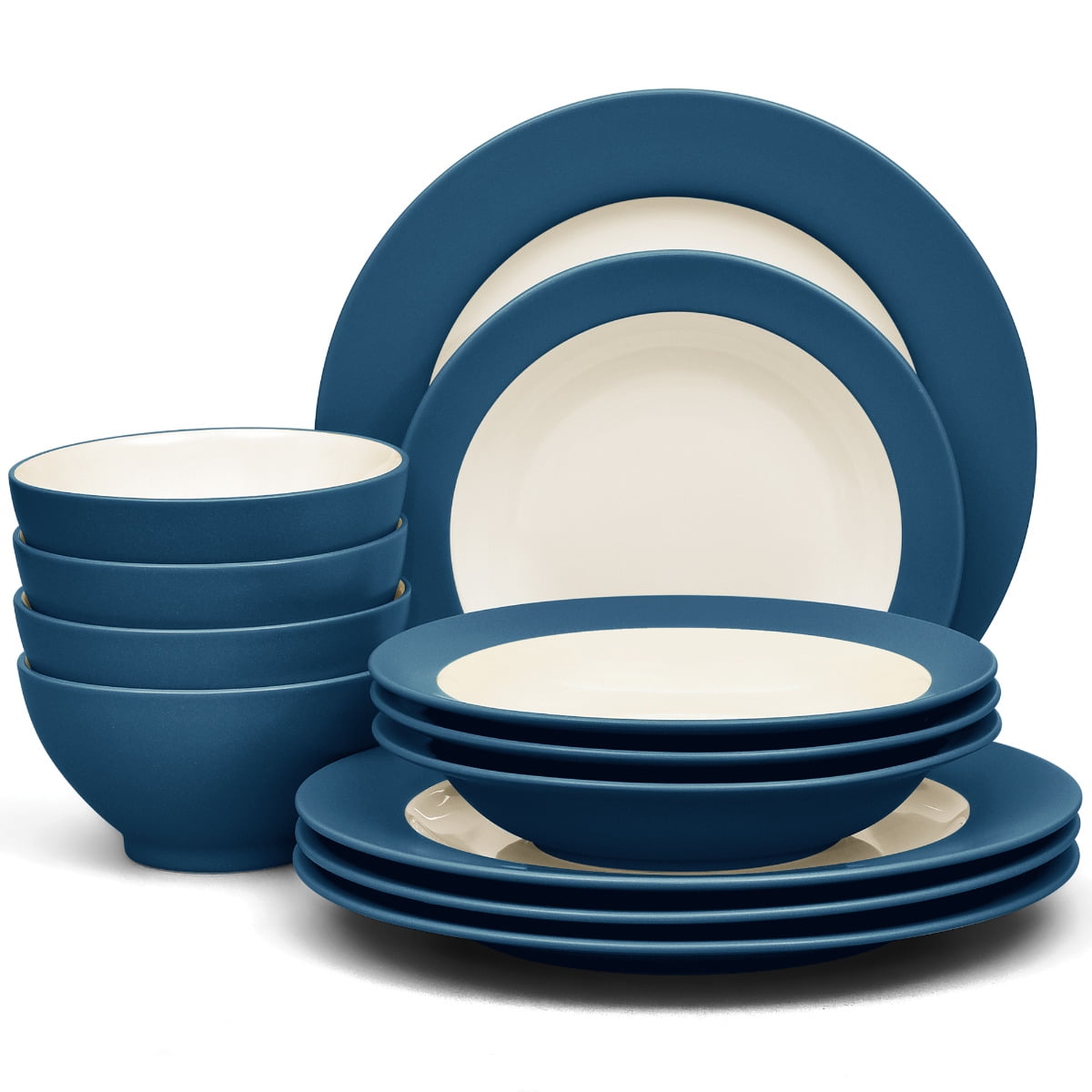 Noritake Colorwave Blue 12-Piece Rim Dinnerware Set, Service for 4 ...