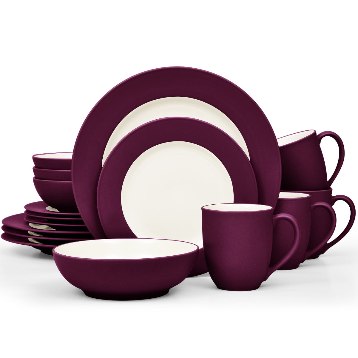 Noritake Colorwave Burgundy 16-Piece Rim Dinnerware Set, Service for 4 ...