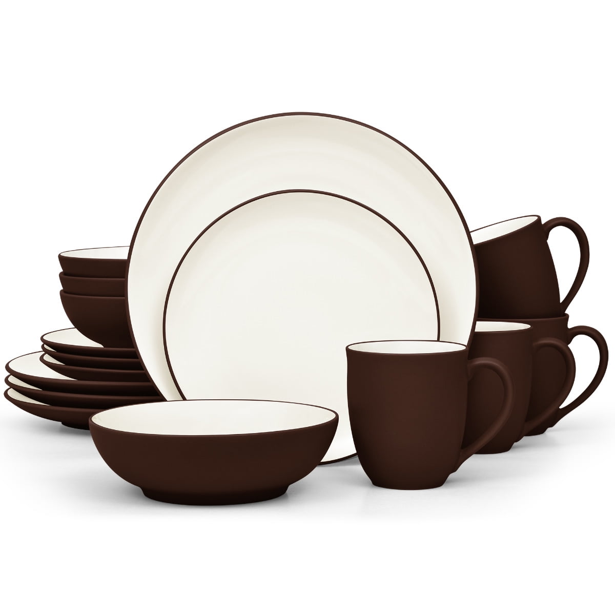 Noritake Colorwave Chocolate Dinnerware Set, 16-Piece Ceramic, Service ...