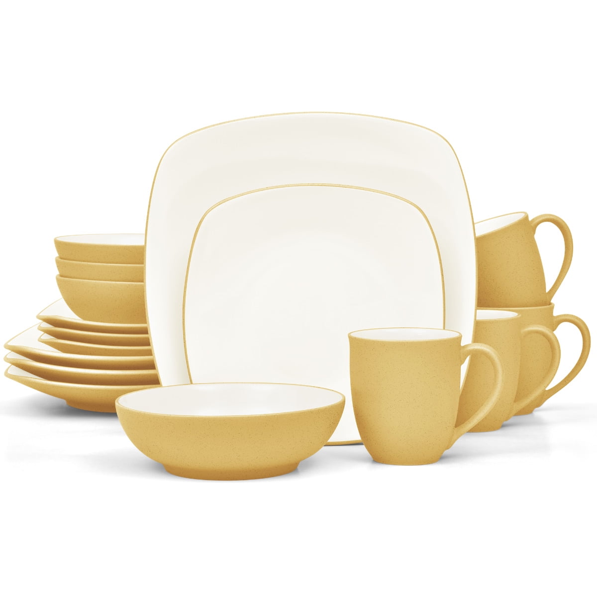 Noritake Colorwave Mustard 16-Piece Square Dinnerware Set, Service for ...