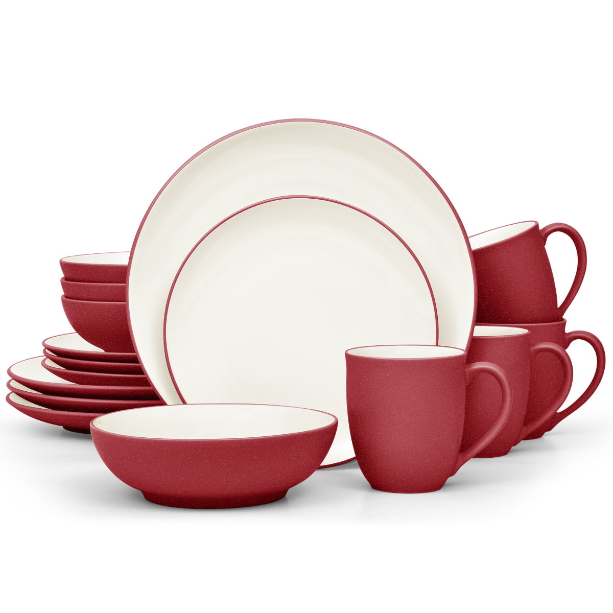 Noritake Colorwave Raspberry 16-Piece Coupe Dinnerware Set, Service for ...