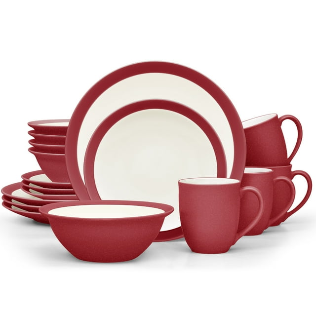 Noritake Colorwave Raspberry 16-Piece Curve Dinnerware Set, Service for ...