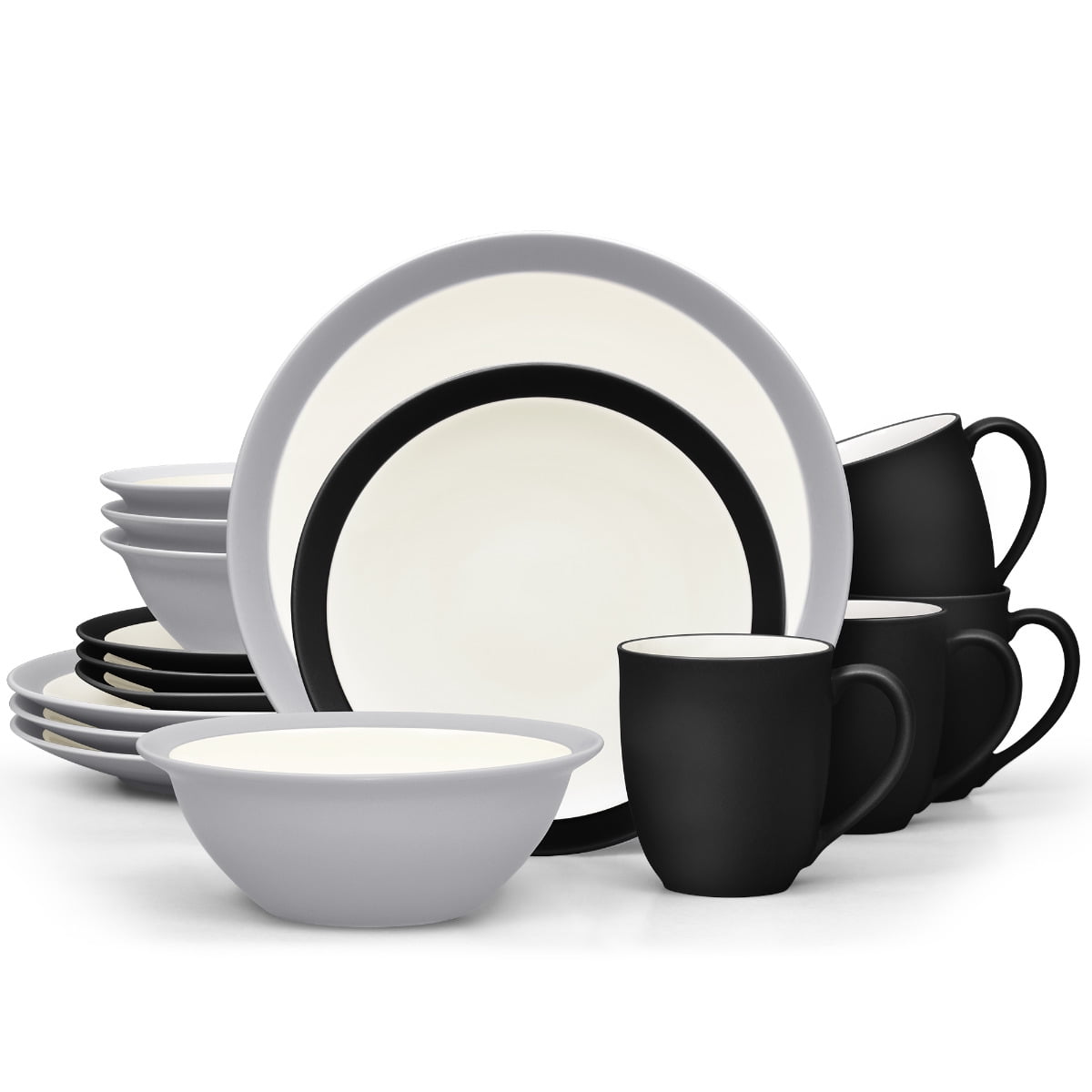 Noritake Colorwave Slate + Graphite 16-Piece Curve Dinnerware Set in ...
