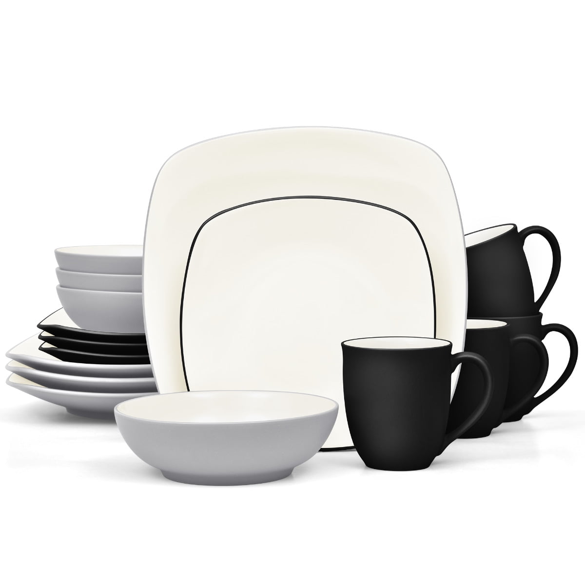 Noritake Colorwave Slate + Graphite 16-Piece Square Dinnerware Set in ...