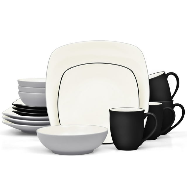 Noritake Colorwave Slate + Graphite 16-Piece Square Dinnerware Set in ...