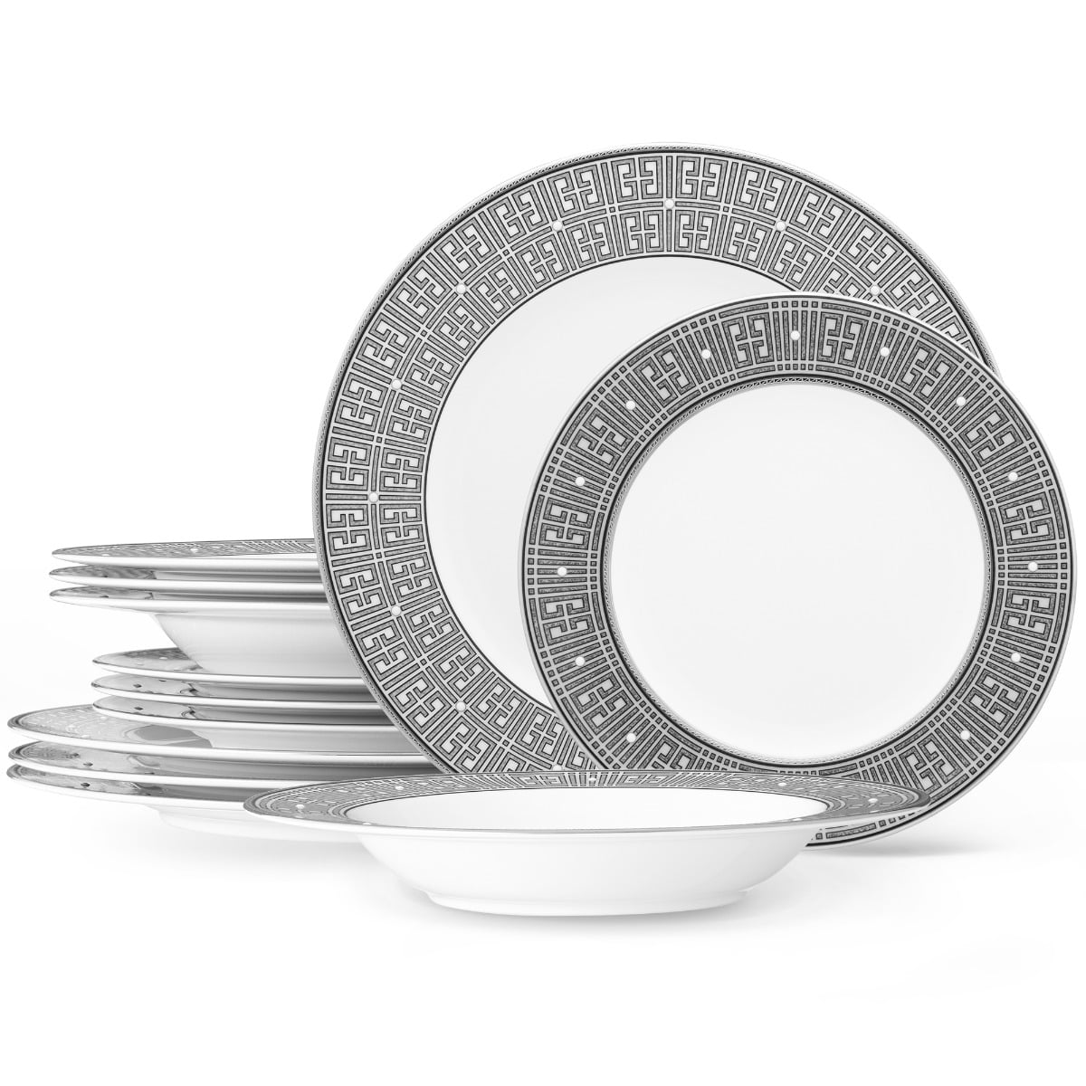 Noritake Infinity Graphite 12-Piece Dinnerware Set, Service for 4 ...