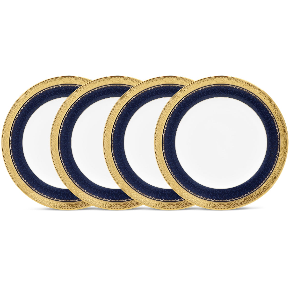 Noritake Odessa Cobalt Gold Set of 4 Bread & Butter/Appetizer Plates ...