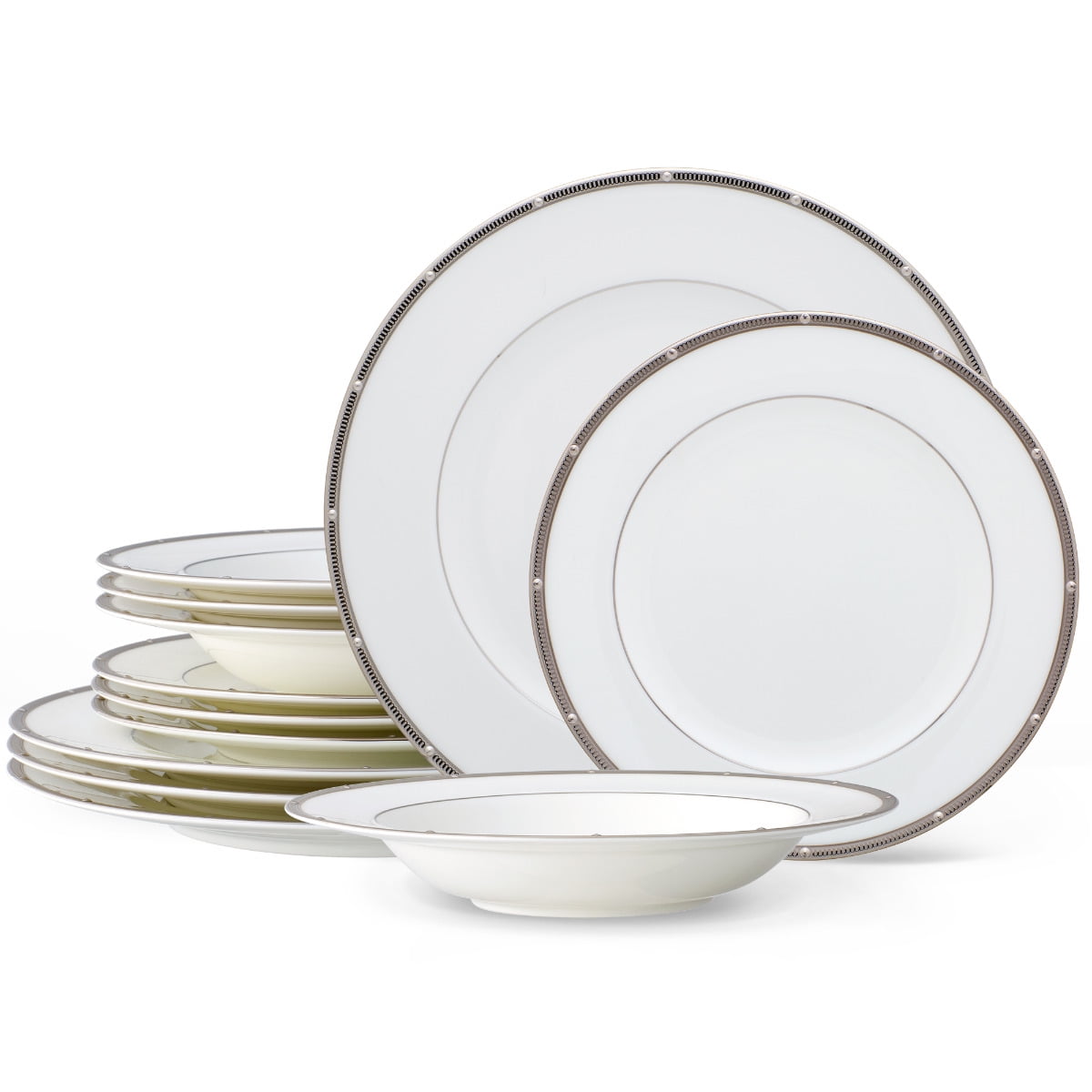 Noritake Rochelle Platinum 12-Piece Dinnerware Set, Service for 4 ...