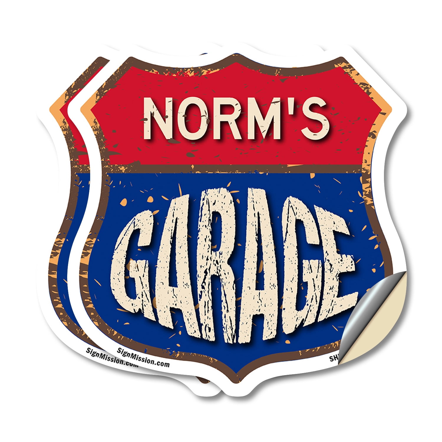 Norm's Garage (2 Pack) 12 inch X 12 inch Shield Shaped Heavy Duty 3.2 ...