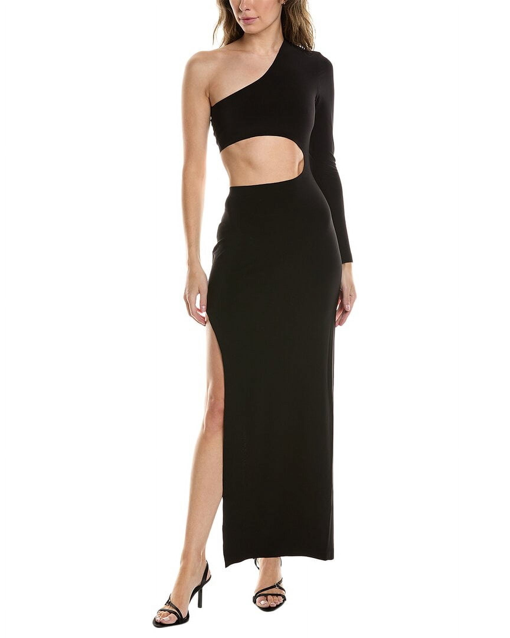 Norma Kamali womens One-Sleeve Shane Wide Slit Gown, XL, Black ...