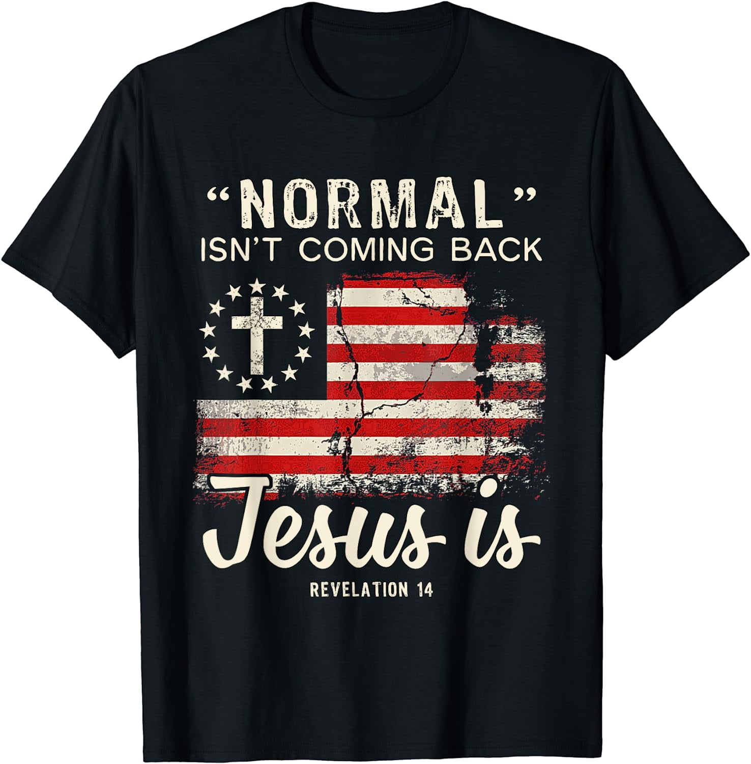 Normal Isn't Coming Back Jesus Is American Flag T-Shirt Black - Walmart.com