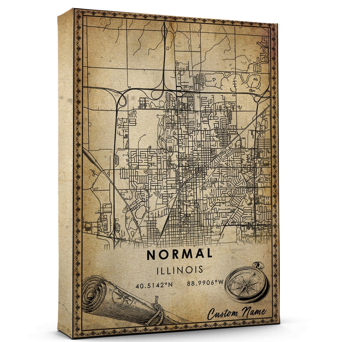 Normal Map Poster, Illinois Map Art Poster, Canvas, Normal Map City ...