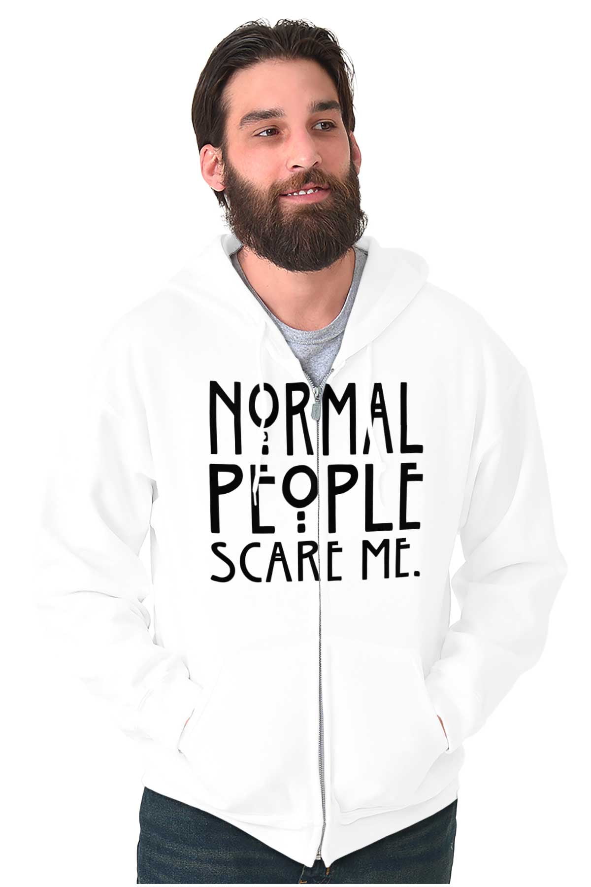 Normal People Scare Me Tales Horror Unisex Fleece Graphic Zip Up Hoodie ...