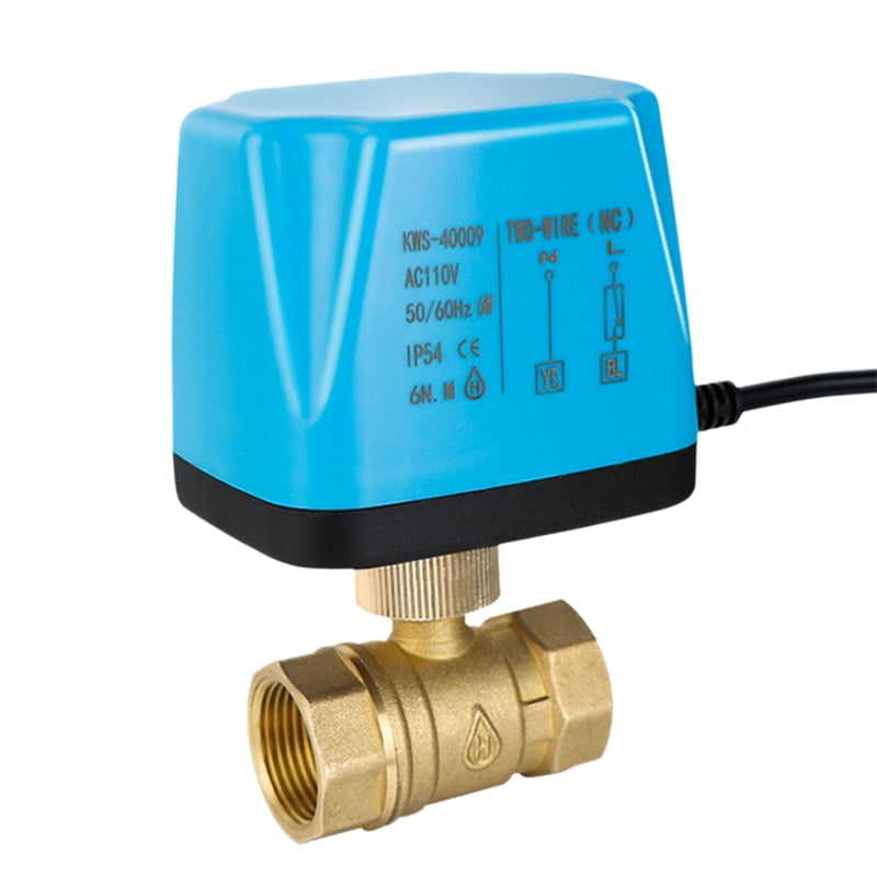 Normally Closed Motorized Ball Valve AC110V 2-Wire Brass Electric Solenoid Valve DN15 Replace ...