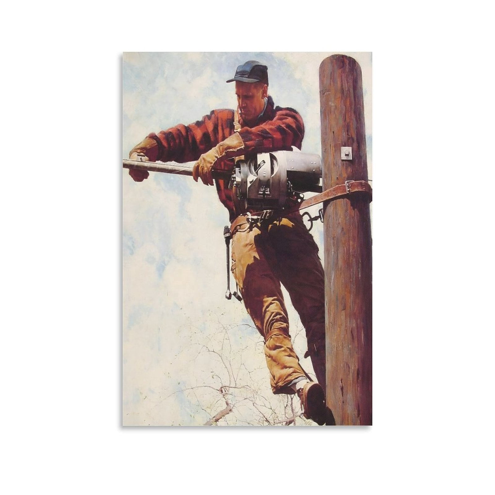 Norman - Rockwell Art Illustration Poster The Lineman Canvas Wall Art ...