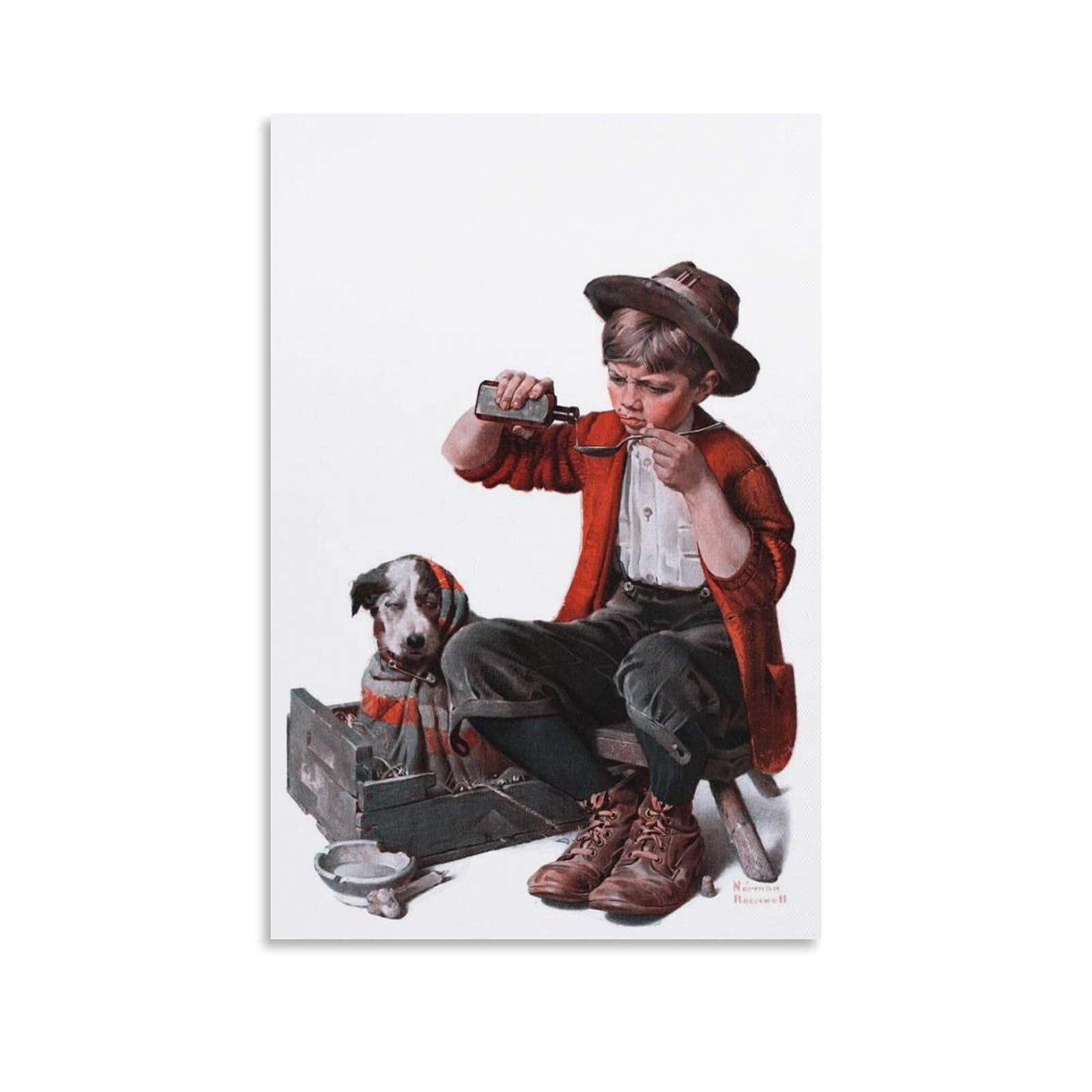 Norman - Rockwell Art Illustration Poster Sick Puppy Artworks Canvas ...
