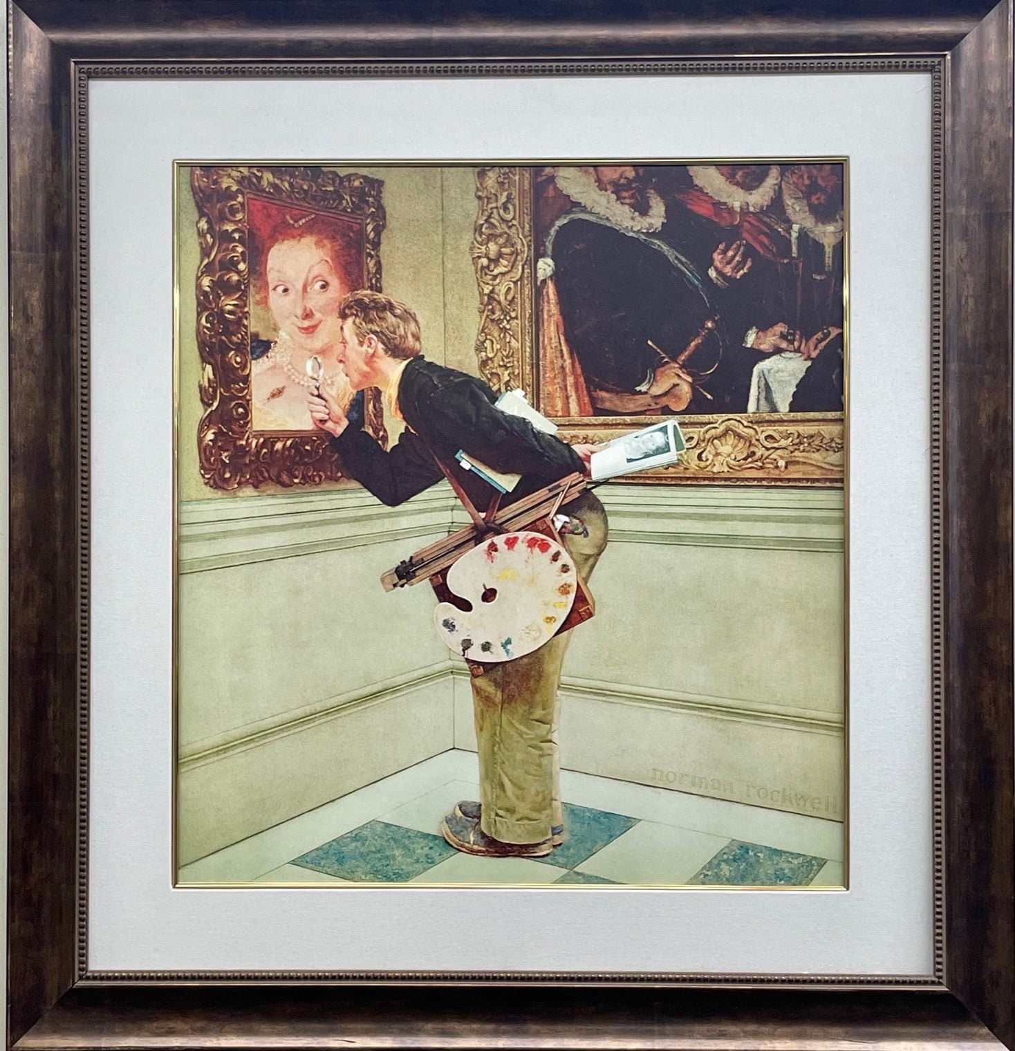 Norman Rockwell "The Art Critic" Framed Plate Signed Collotype- NEW ...