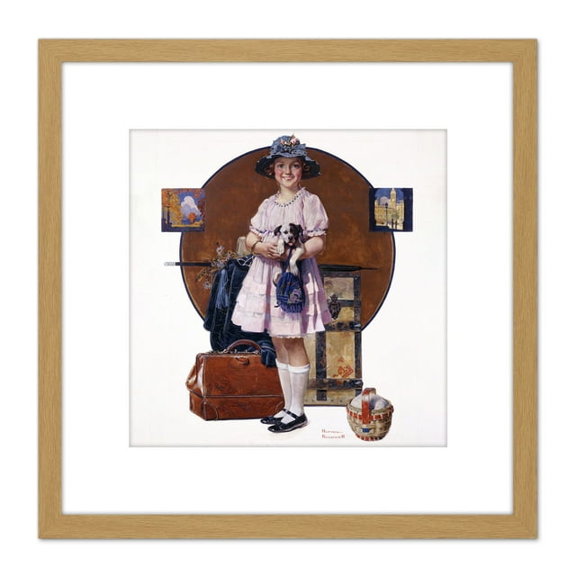 Norman Rockwell Vacations Over Girl Returning Summer Trip 8X8 Inch ...