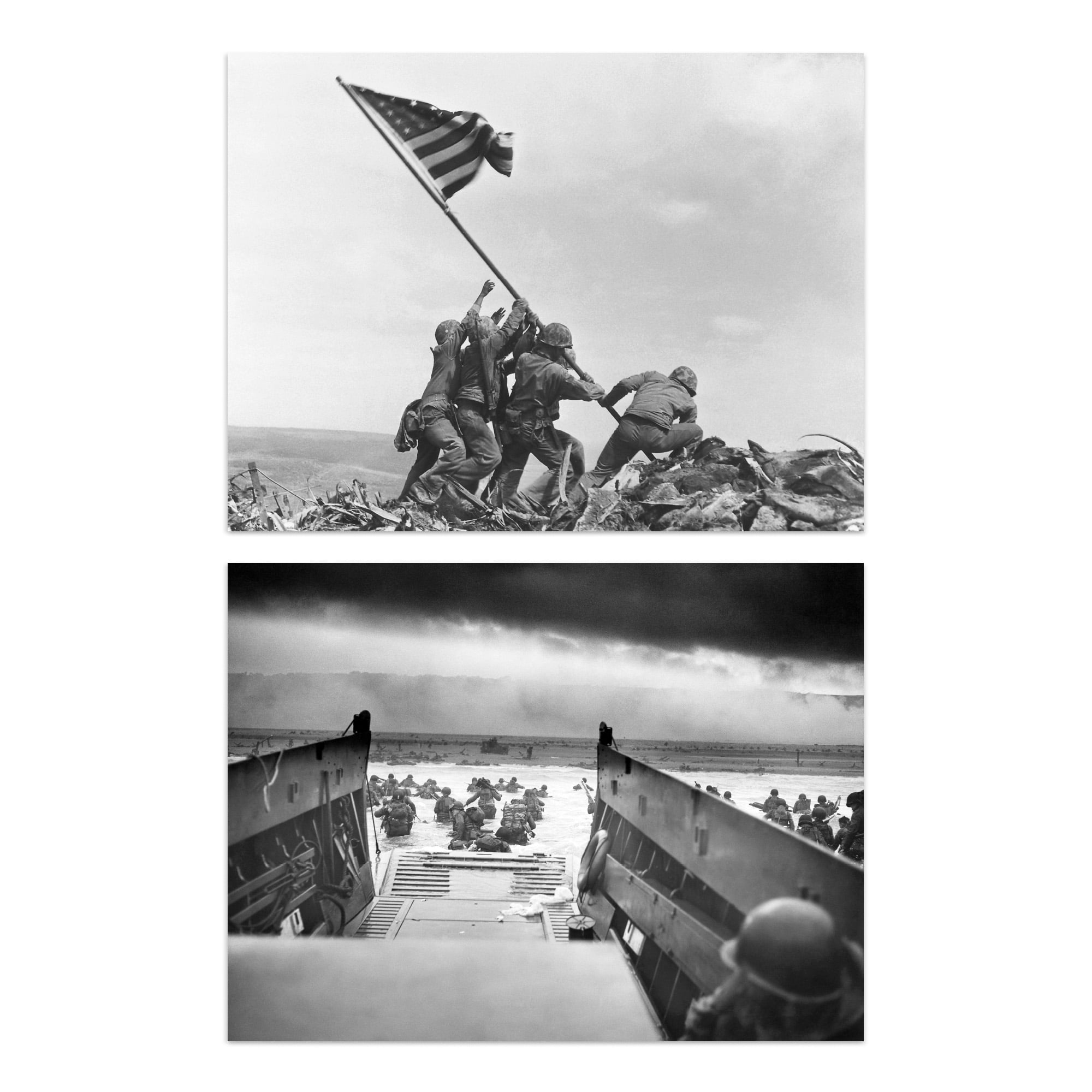 Normandy D-Day Landings Soldiers Raising Flag Iwo Jima & D-Day Jaws Of ...