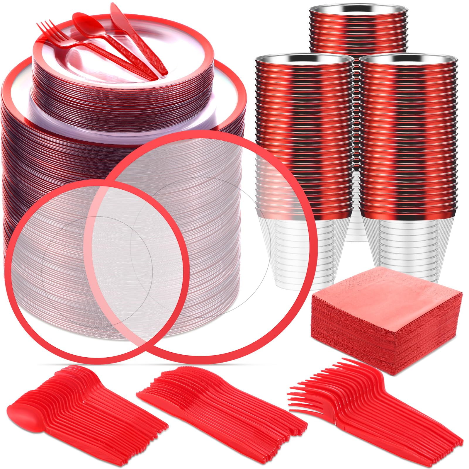 Norme 600 Pcs Disposable Plastic Dinnerware AFN1Set, 100 Clear Plastic ...