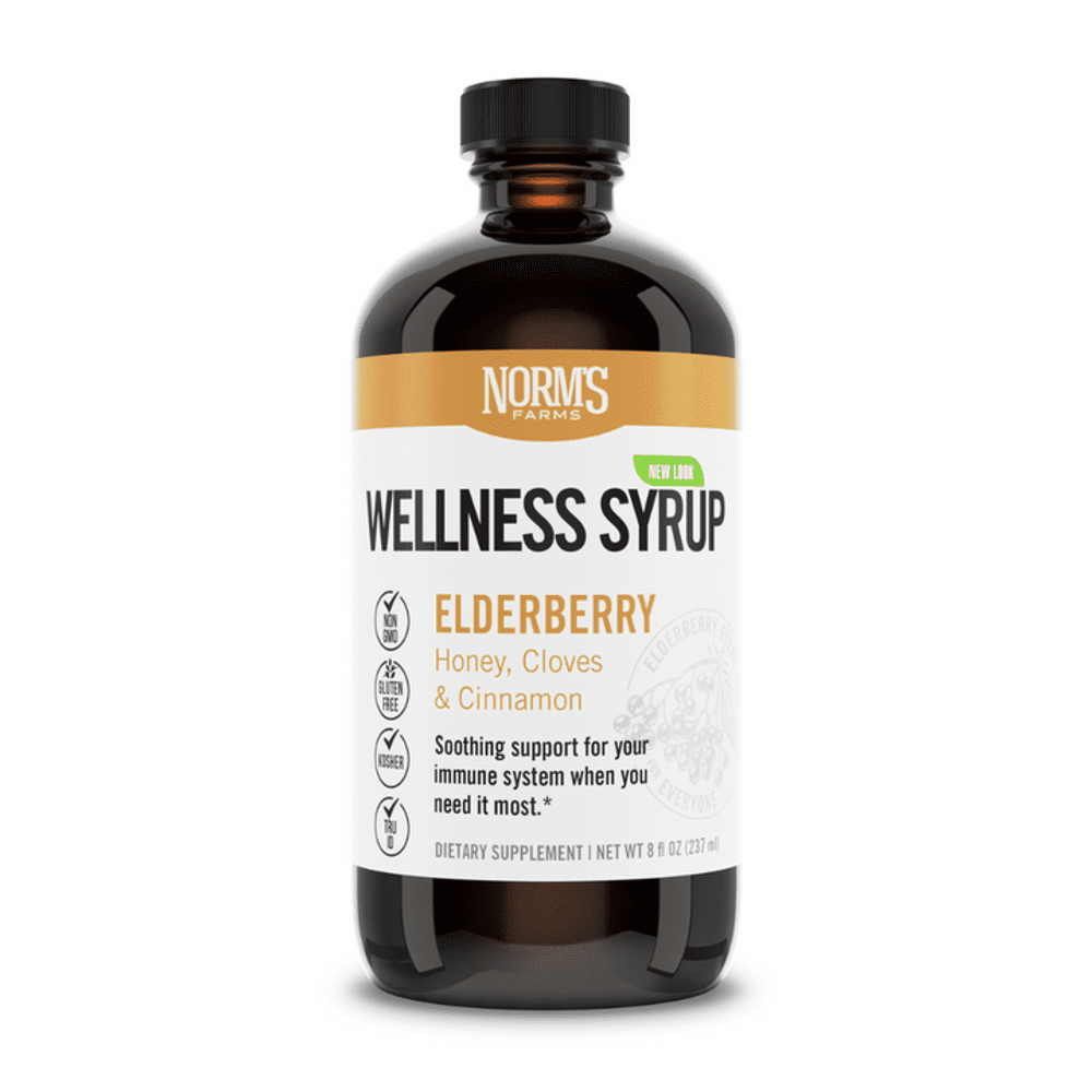 Norms Farms Elderberry Wellness Syrup for Soothing Support, 8 Oz, 2 ...