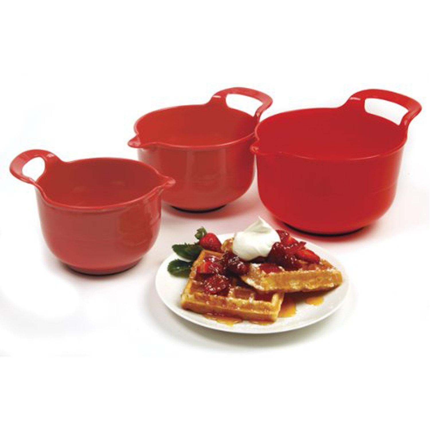 Norpro 1020 , Red, Mixing Bowls, Set of 3, 4.5" x 8.75" x 6.75" / 11 ...