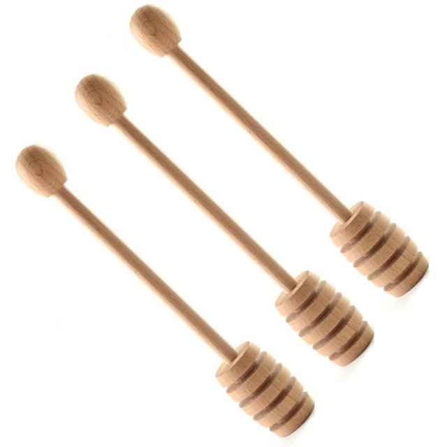 Norpro 6" Long Beechwood Honey Dipper / Syrup Drizzle Stick Dip Server ...