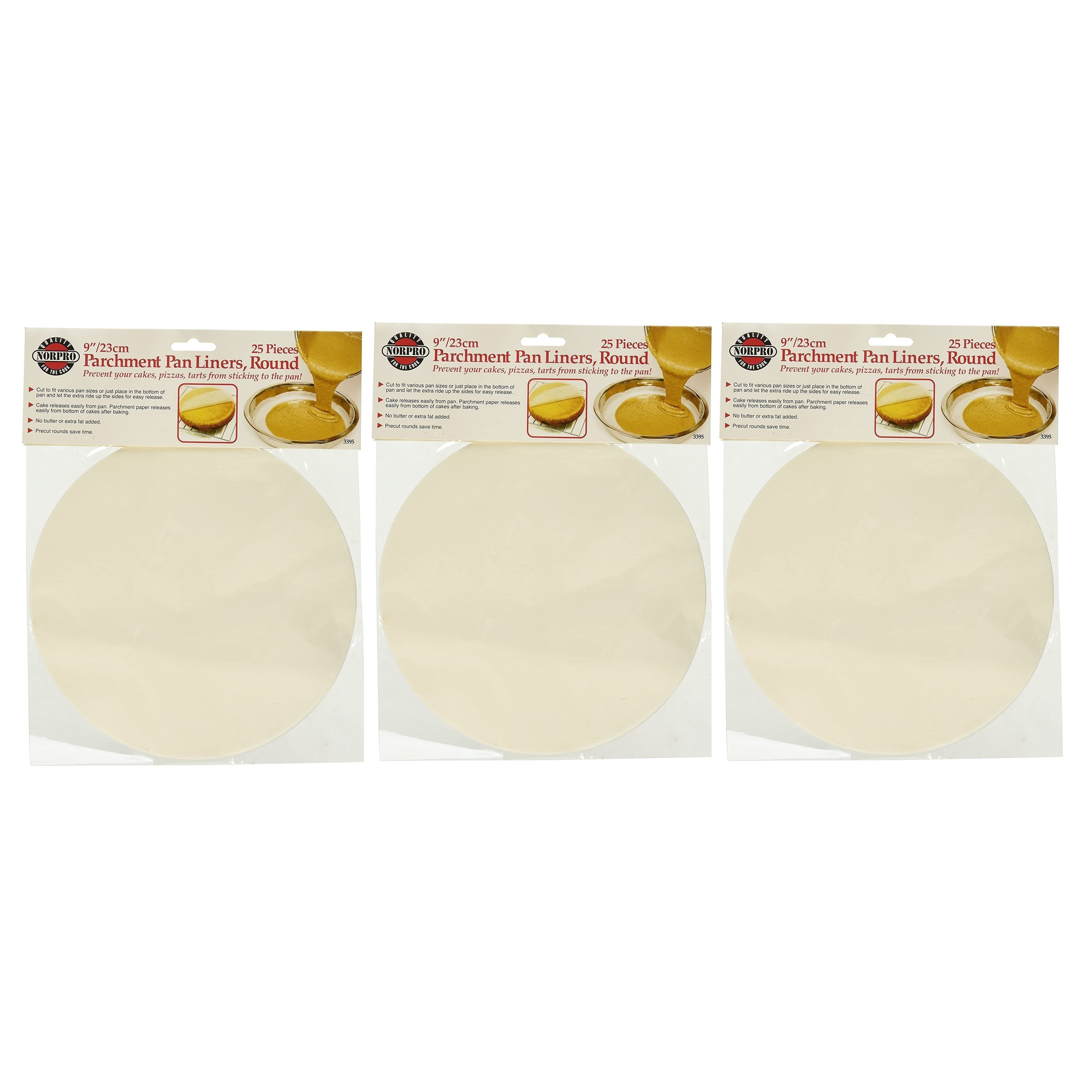 Norpro 9" Round Parchment Paper Cake Pizza Tart Baking Pan Liners - 25 ...