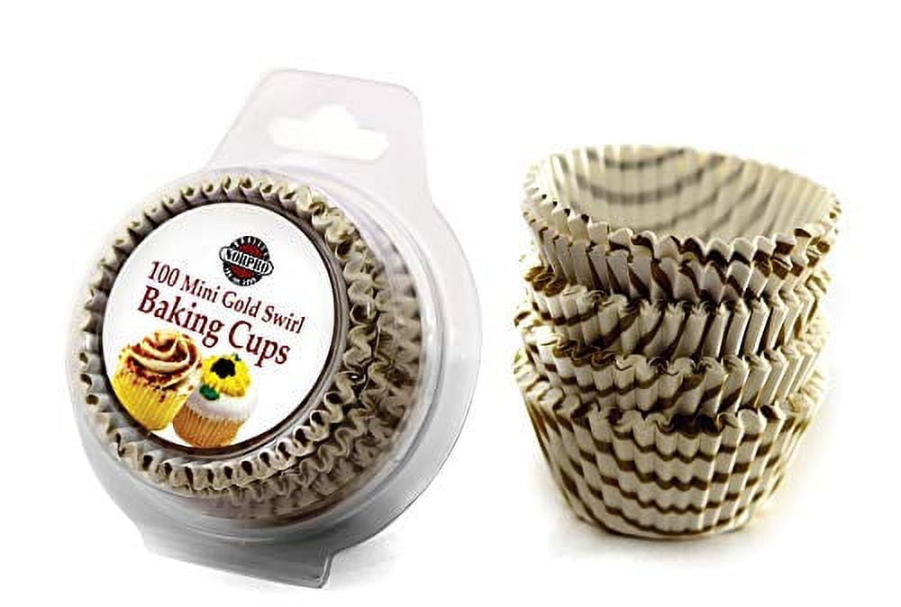 Norpro 3441 Small Gold Swirl Paper Mini Party Bake Cups, 100 Pack for ...