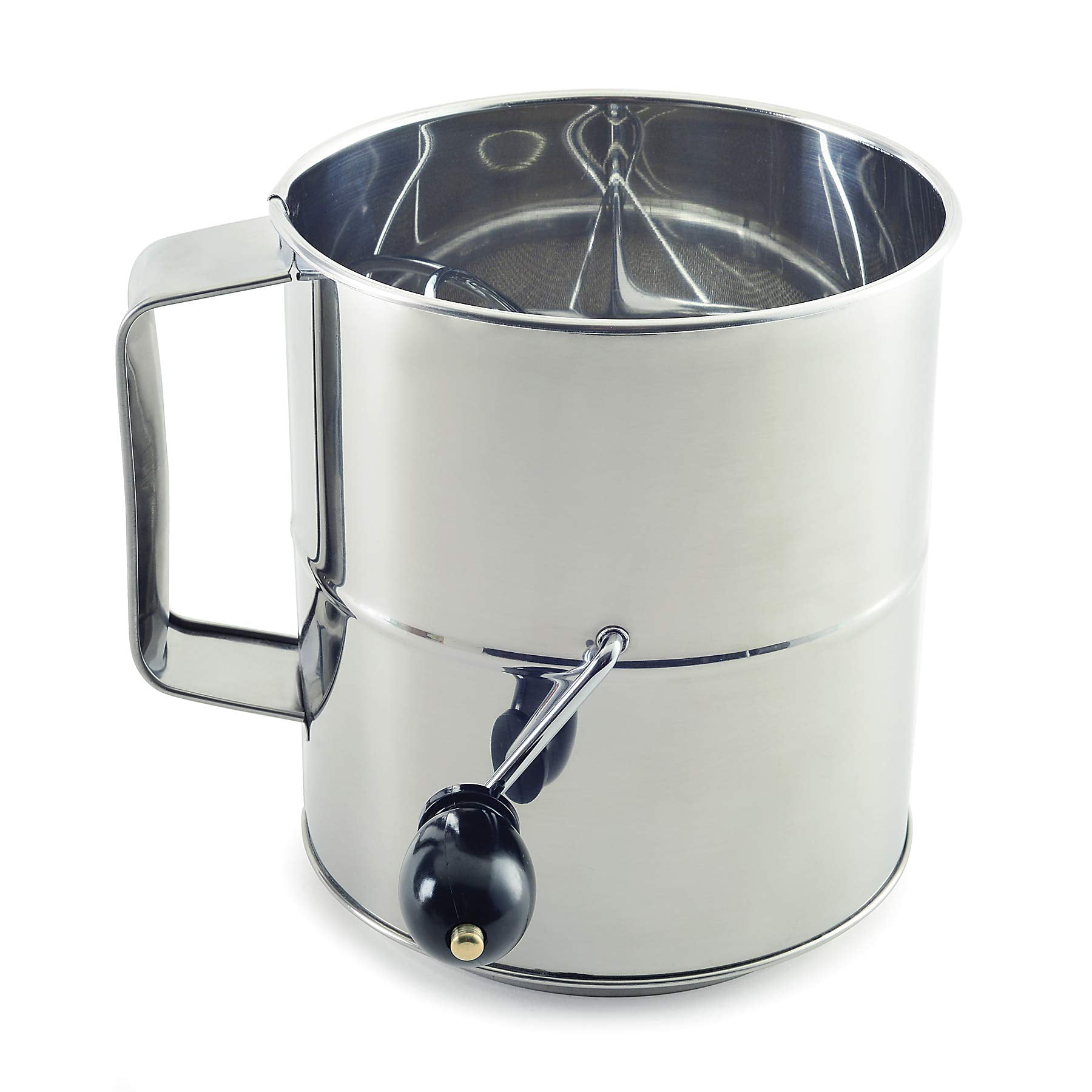 Norpro Polished 8-Cup Stainless Steel Hand Crank Sifter, 64 ounces, As ...