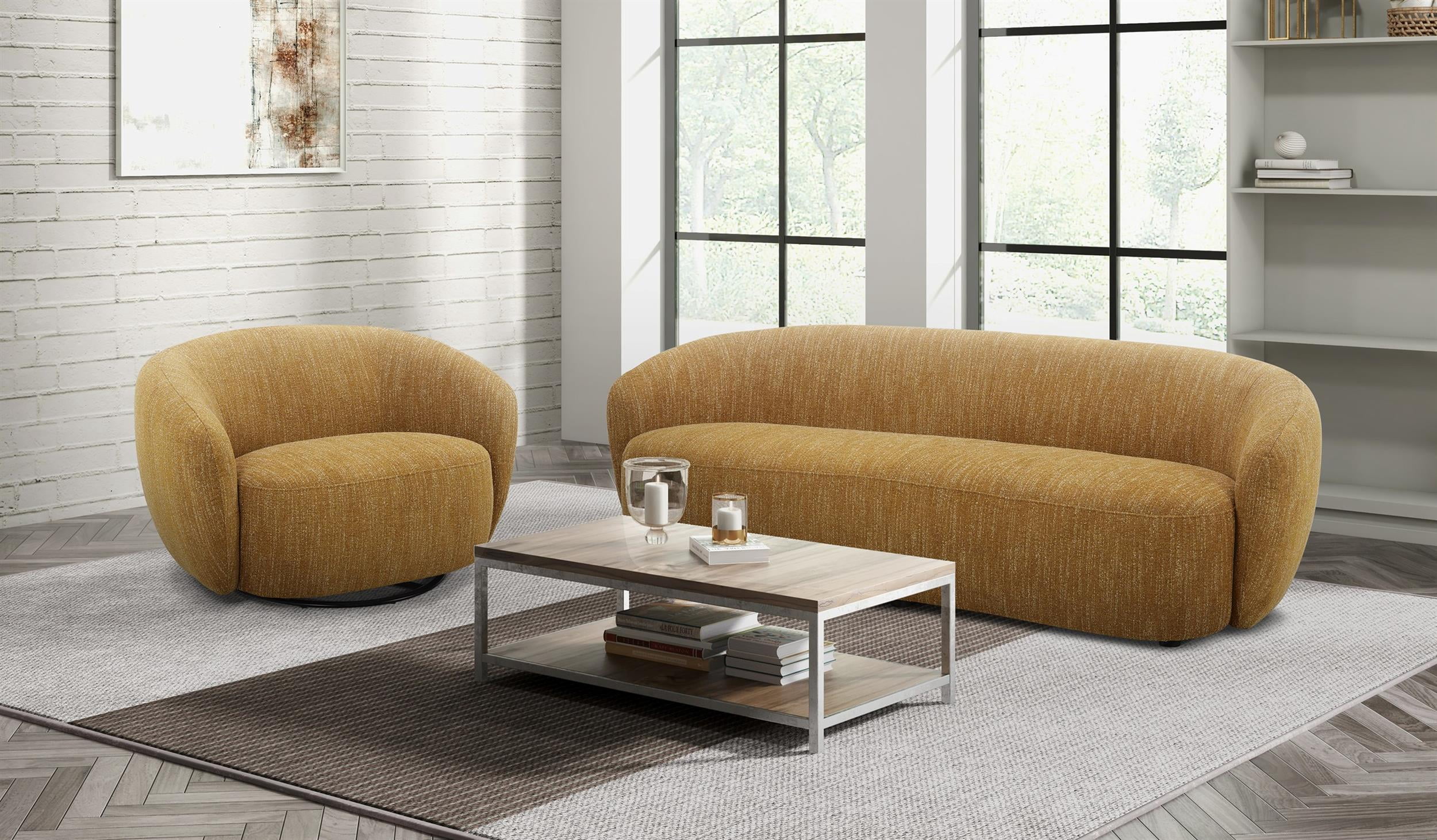 Norris - Modern Mustard Fabric Swivel Accent Chair - Walmart.com