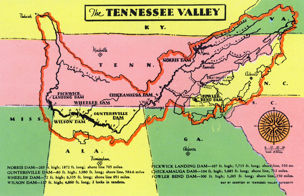 Norris, Tennessee, Detailed Map of the Tennessee Valley Authority and ...