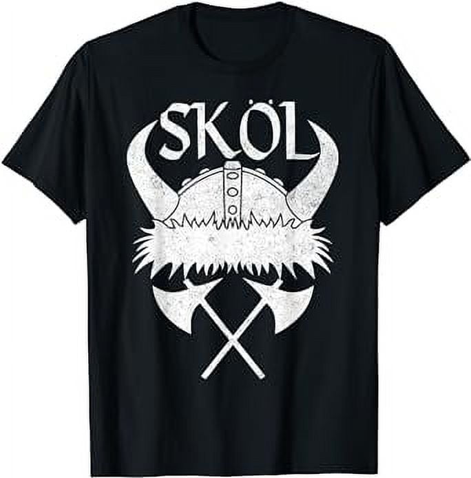 Norse And Viking Heritage T-Shirt Helmet Ax Skol Cheer Tee - Walmart.com