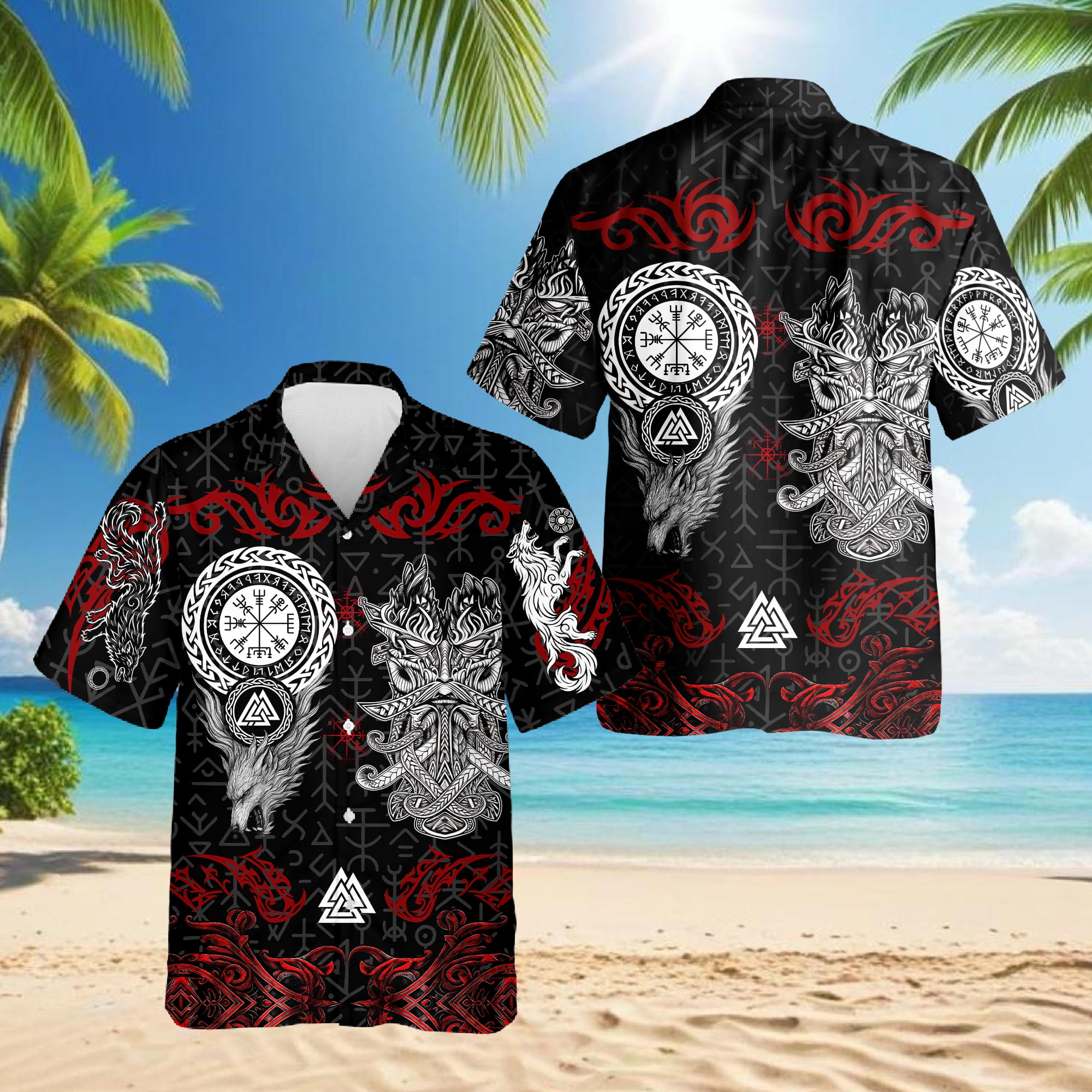 Norse History Viking Fenrir Hawaiian Shirt for Men, Mythical Warrior ...